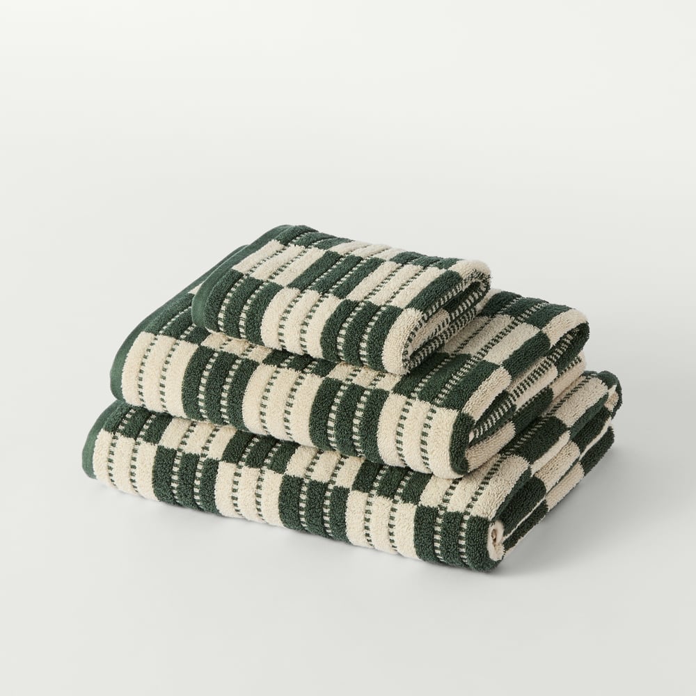 Hamilton Check Forest Green & Natural Towel Range | Adairs