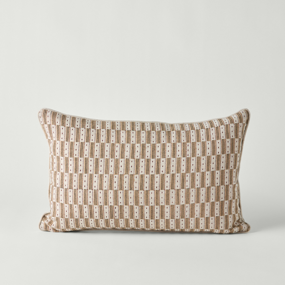 Delhi Leo Natural Woodblock Linen Cushion | Adairs