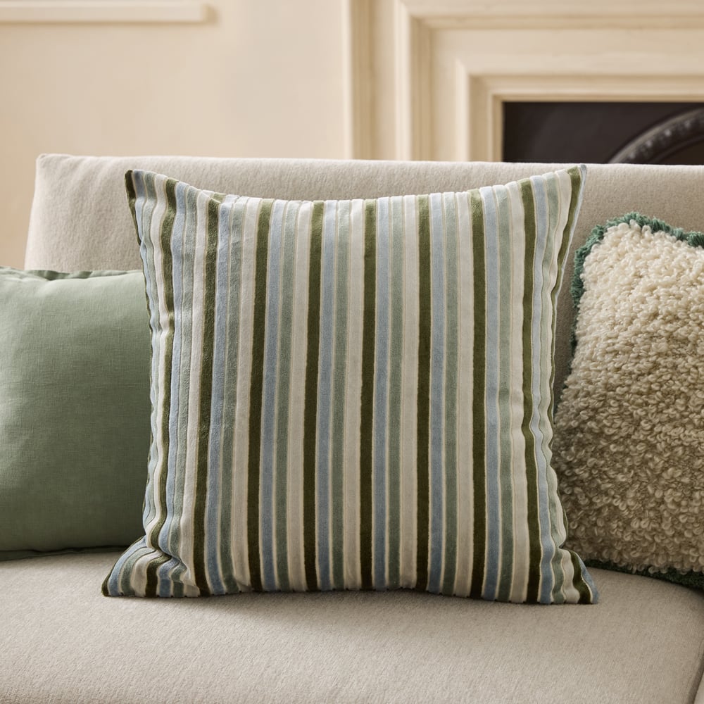 Etro Seaspray Stripe Velvet Cushion | Adairs
