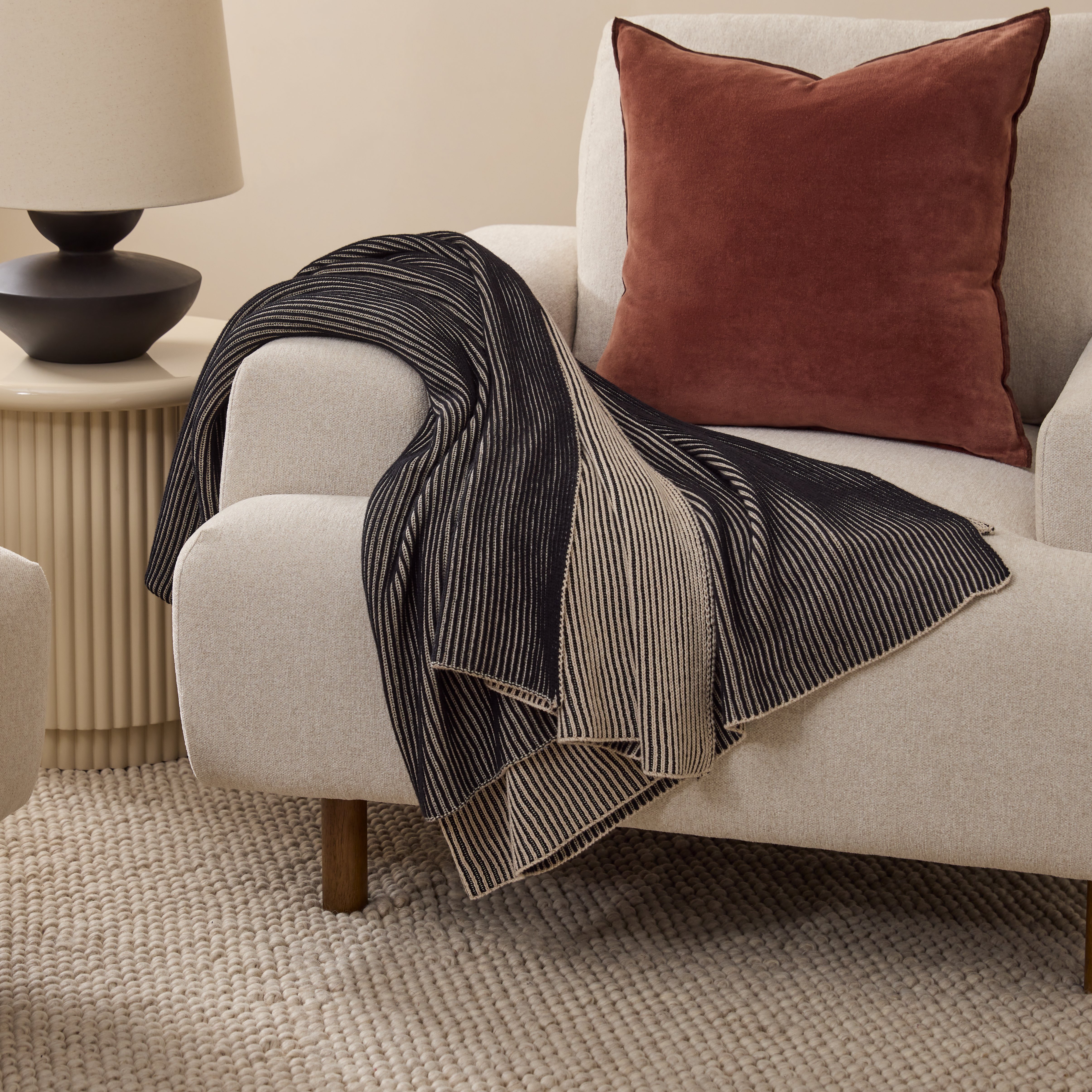 Bendigo Black Knitted Throw | Adairs