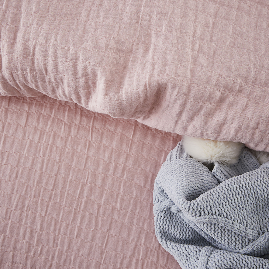 Evelyn Matelasse Pink Quilt Cover Set | Adairs