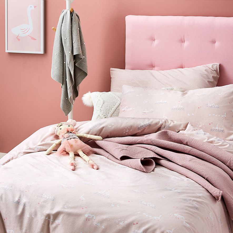 Super Soft Velour Duckling Quilt Cover Set in Pink | Adairs