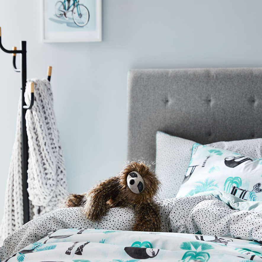 Sleepy Sloth Mint Quilt Cover Set | Adairs