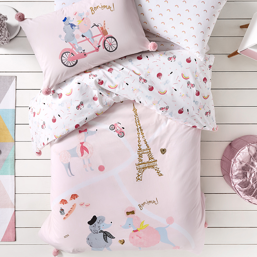 Fifi in Paris Pink Quilt Cover Set | Adairs