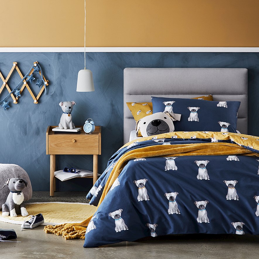 Puppy Dog Stonewashed Navy Quilt Cover Set | Adairs