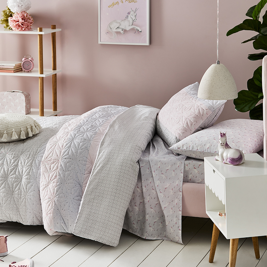 Luna Unicorn Quilted Quilt Cover Set | Adairs