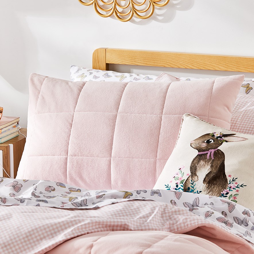 Charlie Velvet Quilted Pink Quilt Cover Set | Adairs