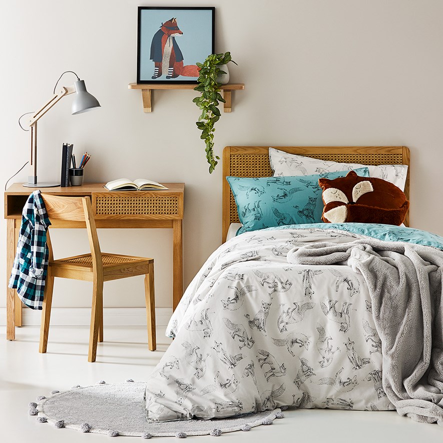 Felix Fox Fern Green Quilt Cover Set | Adairs