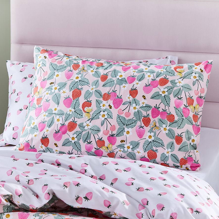 Strawberry Love Pink Quilt Cover Set | Adairs