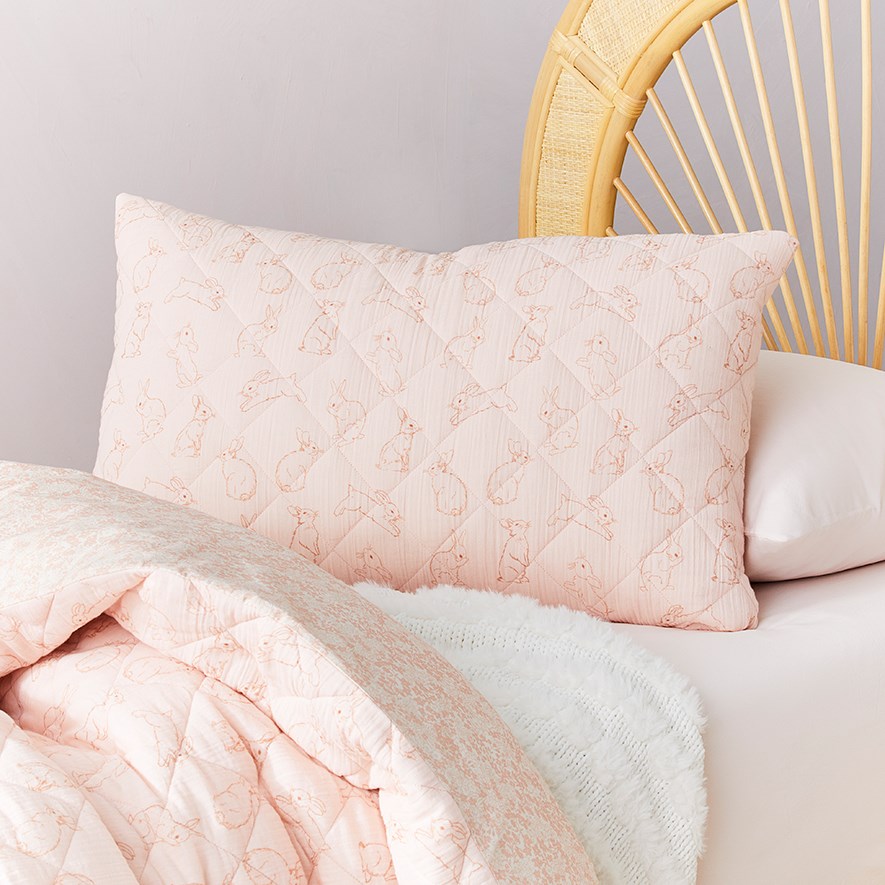 Sweet Bunny Cotton Muslin Pink Quilt Cover Set | Adairs