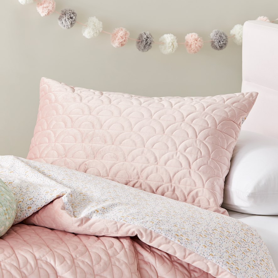 Camilla Floral Pink Quilted Velvet Quilt Cover Set | Adairs