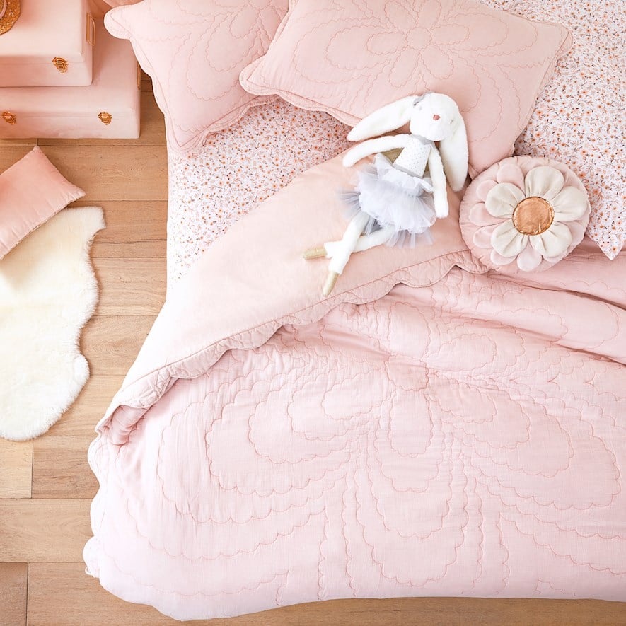 Cici Quilted Dusty Pink Floral Quilt Cover Set | Adairs