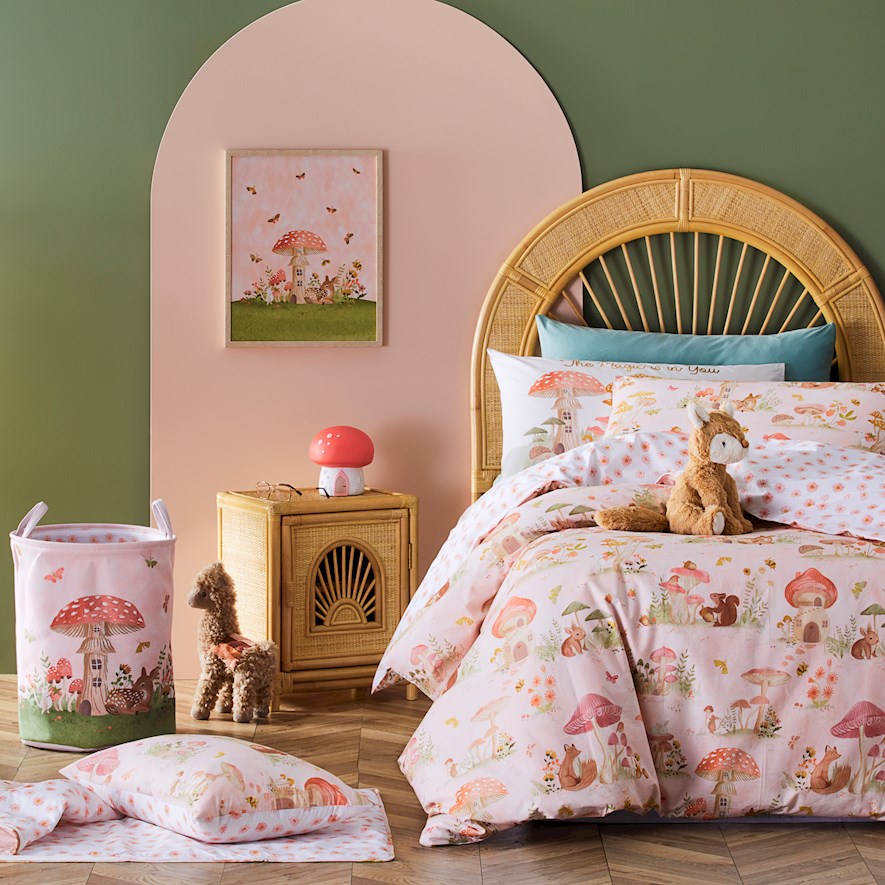 Toadstool Village Pink Duvet Cover Set | Adairs