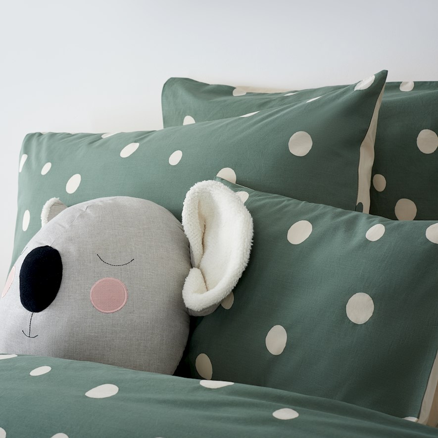 Mark Tuckey Kids Polka Organic Bedlinen Cot Moss Quilt Cover Set | Adairs