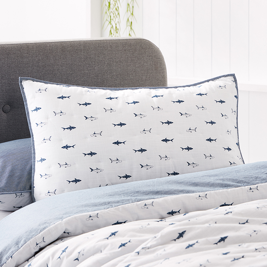 Shark Quilted Quilt Cover Set Grey | Adairs