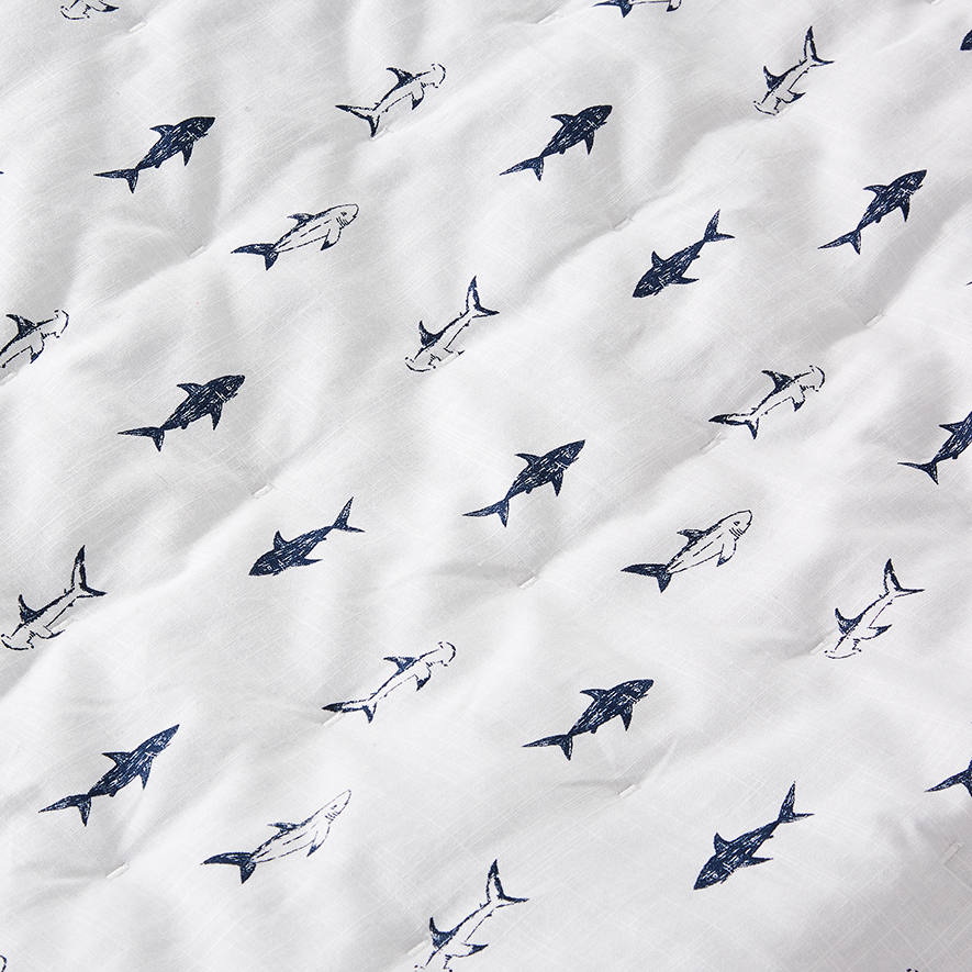Shark Quilted Quilt Cover Set Grey | Adairs