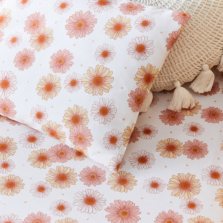 Daisy Chain Sunshine Organic Cotton Fitted Sheet Set | Adairs