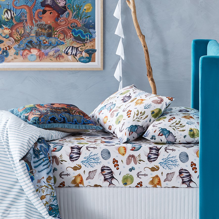 Adairs Kids - Fleur Harris Mini Reef Ocean Fitted Sheet Set | Adairs