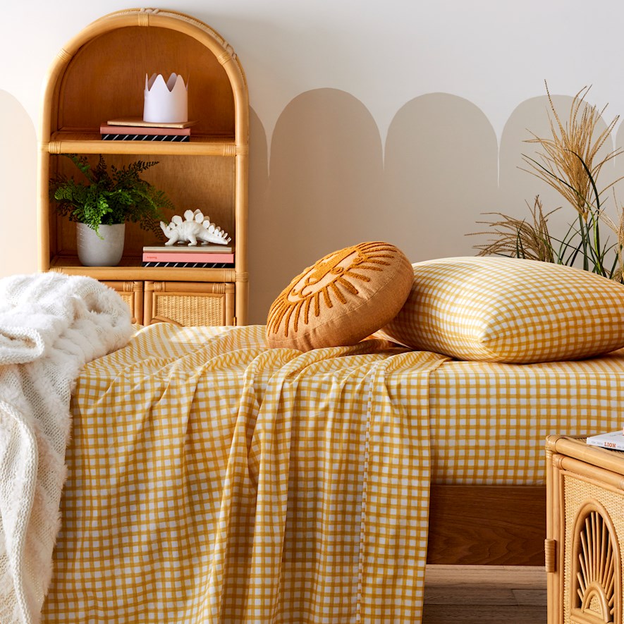 Adairs Kids - Gingham Sunshine Sheet Set | Adairs