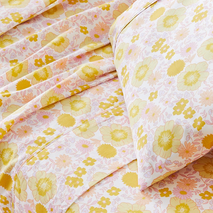 Feed The Flowers Multi Cot Sheet Set | Adairs