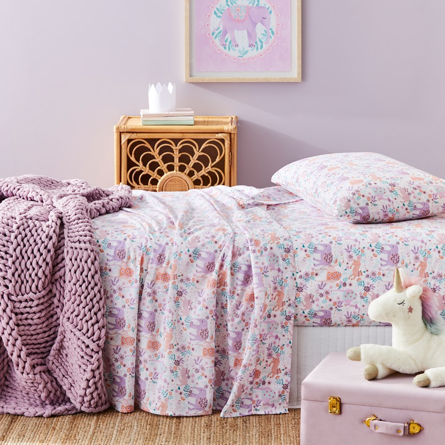 Adairs Kids - Pretty Jungle Sheet Set Cot Multi Sheet Set | Adairs