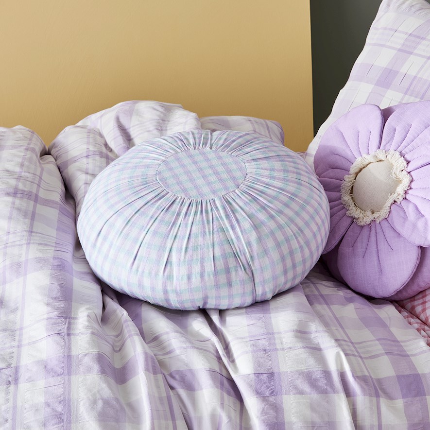 Charlie Round Pastel Check Cushion | Adairs
