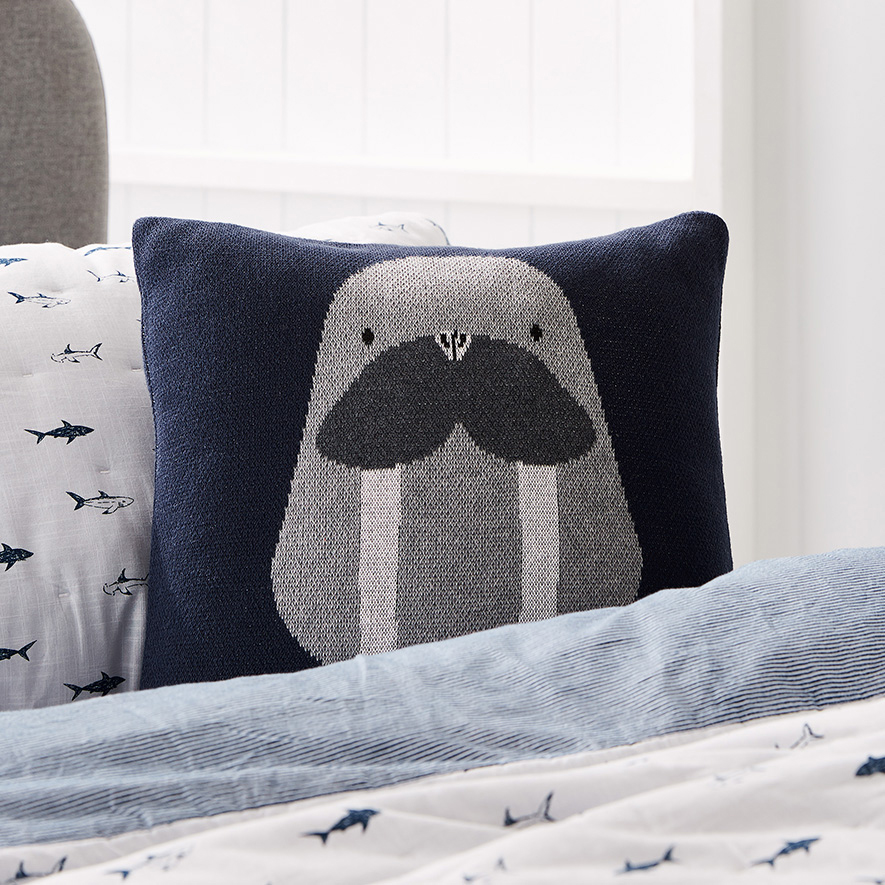 Walrus Cushion Navy | Adairs