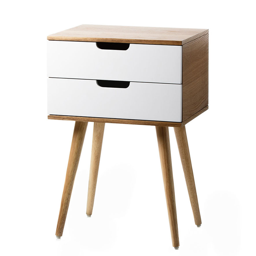 Louis 2 Drawer Side Table White | Adairs
