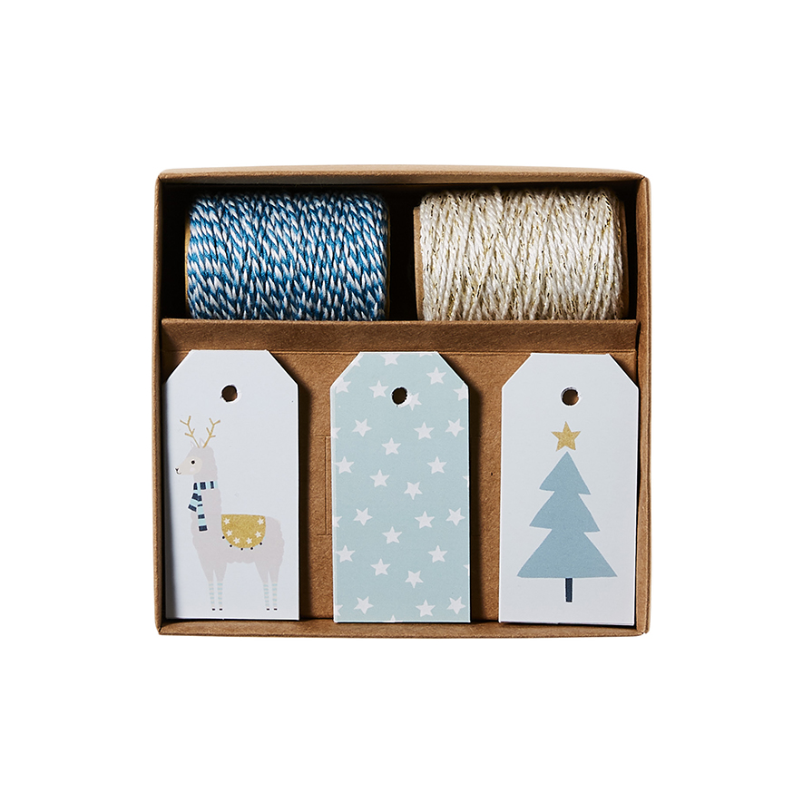 Adairs Kids - Christmas Gift Tags Llama Blue | Adairs