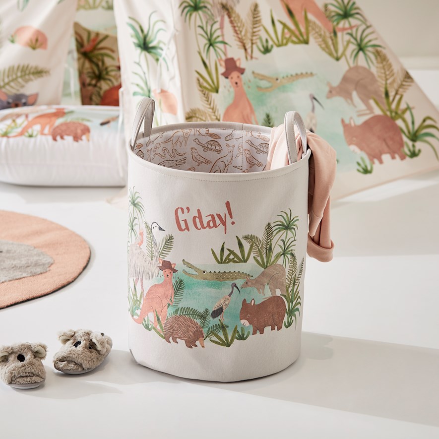 Adairs Kids - Australiana Animals Printed Basket | Adairs