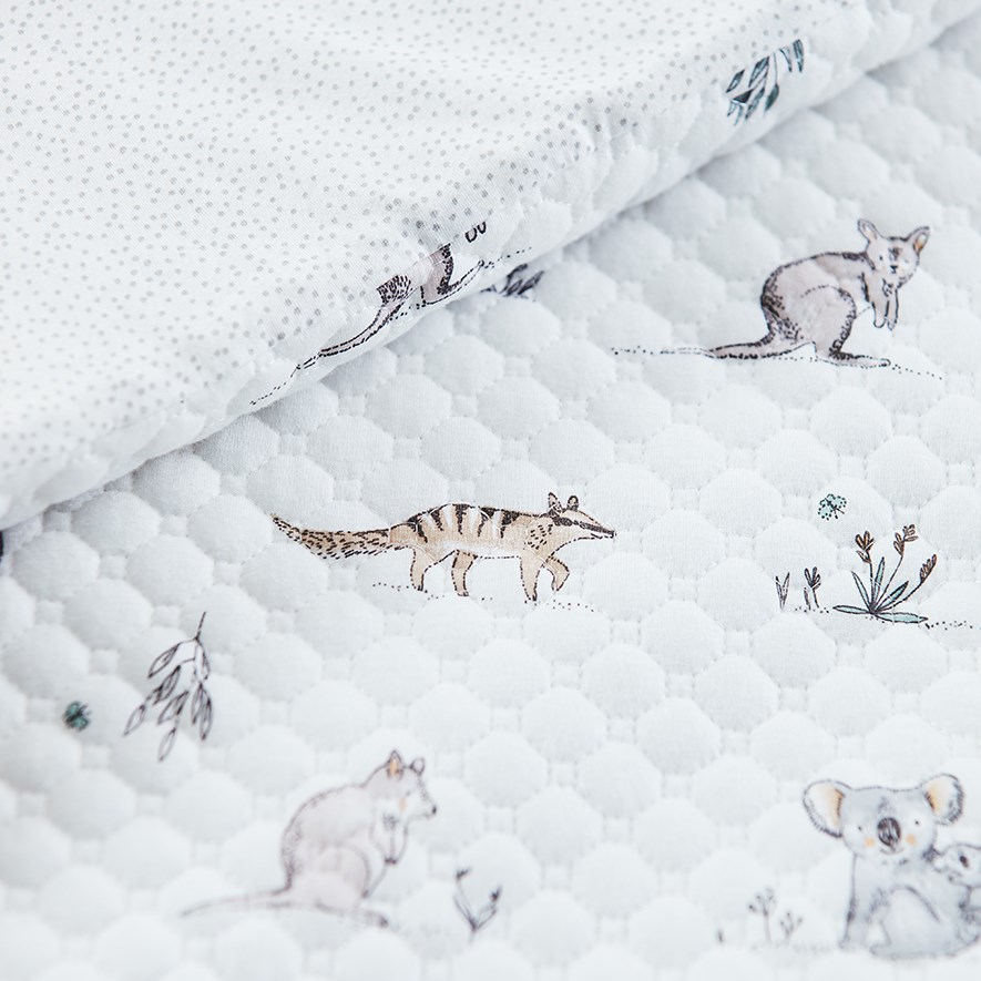 Bush Babies Quilted Jersey Cot Quilt Cover Set | Adairs