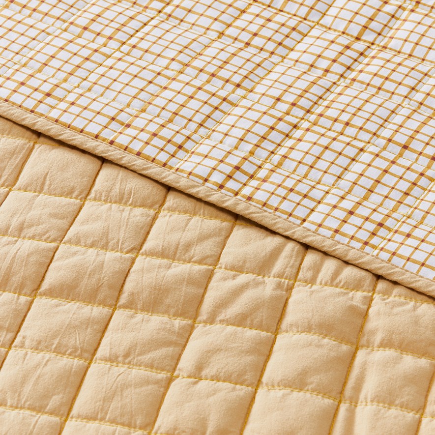 Stonewashed Cotton Spice Grid Coverlet | Adairs