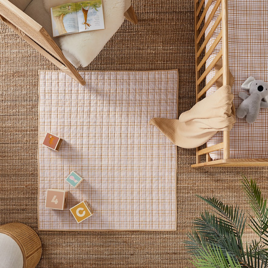 Stonewashed Cotton Spice Grid Coverlet | Adairs