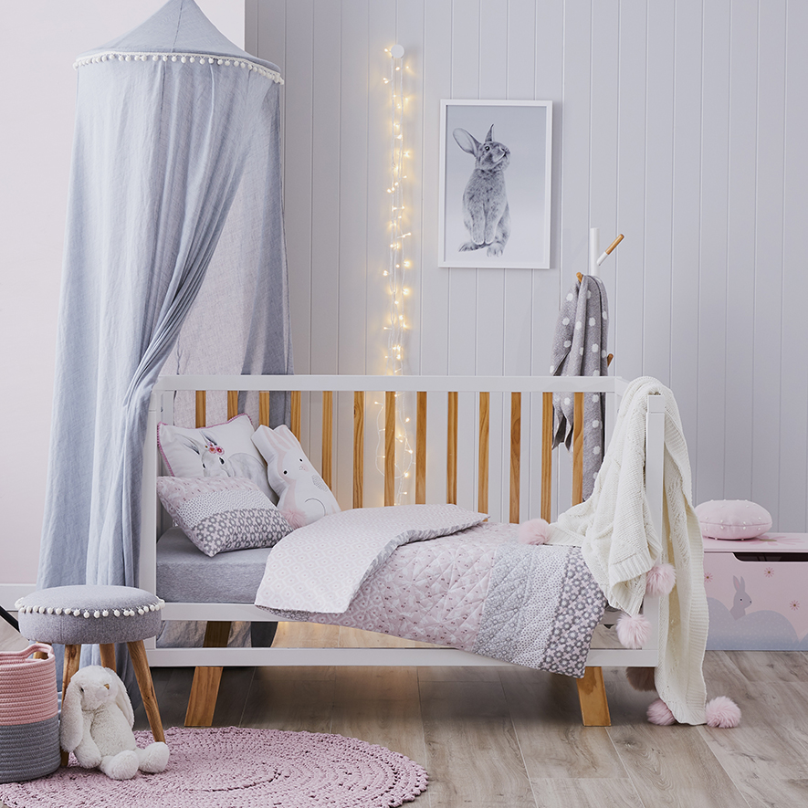 Eloise Quilted Cot Quilt Cover Set Pink | Adairs