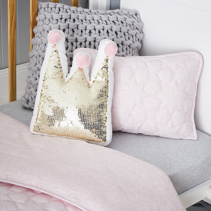 Princess Cot Quilted Jersey Quilt Cover Set Pink | Adairs