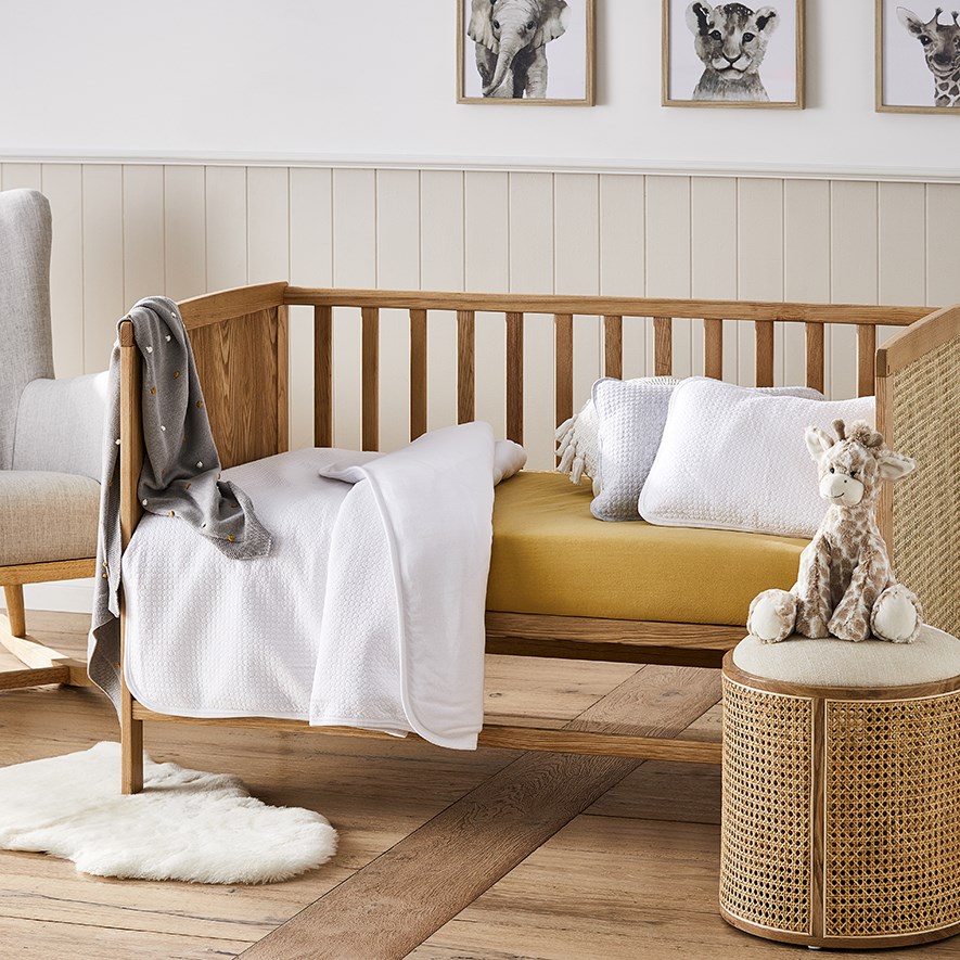 Sunday Quilted Jersey Cot White Quilt Cover Set | Adairs