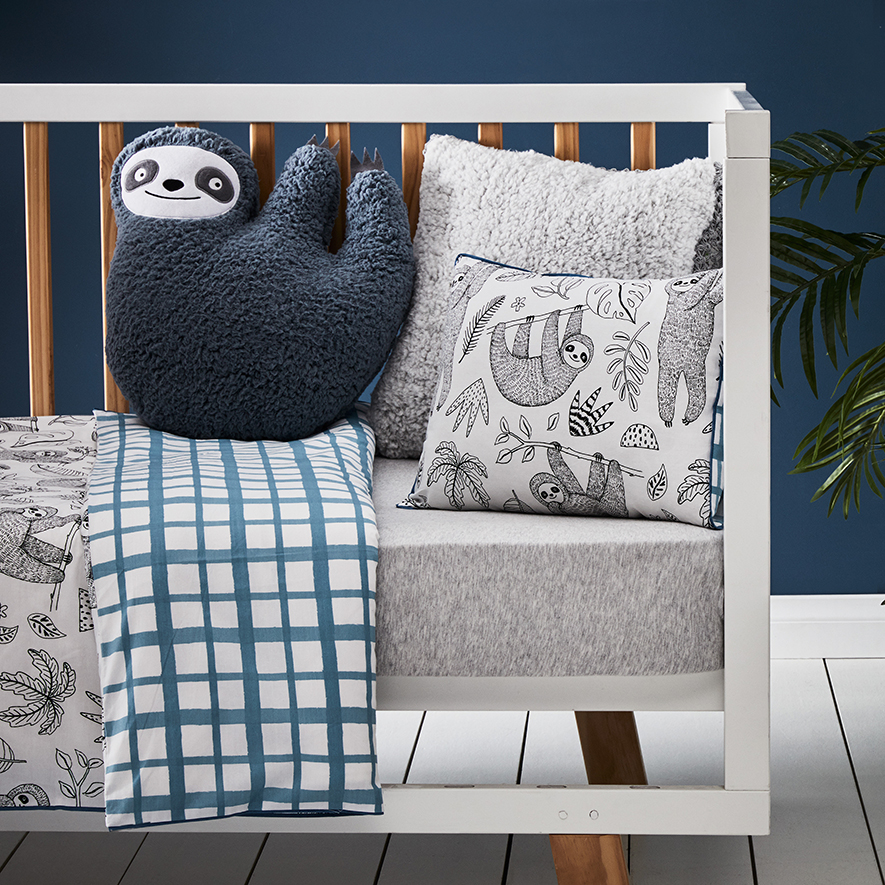 Smiley Sloth Cot Quilt Cover Set | Adairs