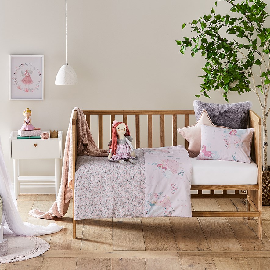 Enchanted Fairy Muted Pink Cot Quilt Cover Set | Adairs