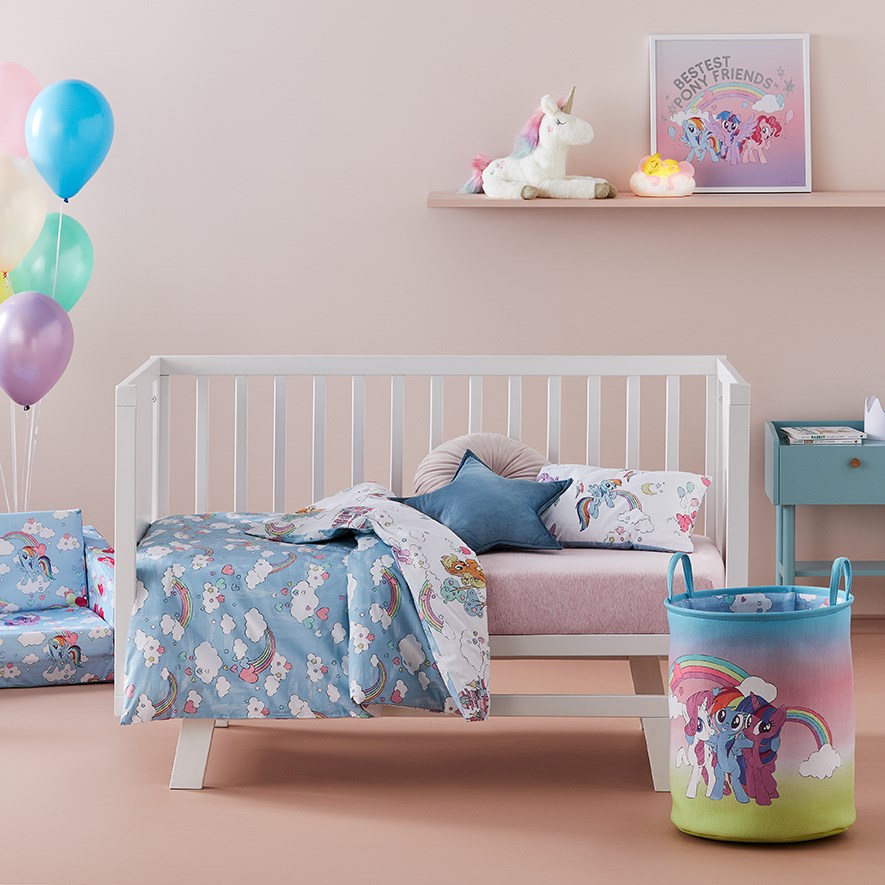 MY LITTLE PONY Rainbow Love White Cot Quilt Cover Set | Adairs