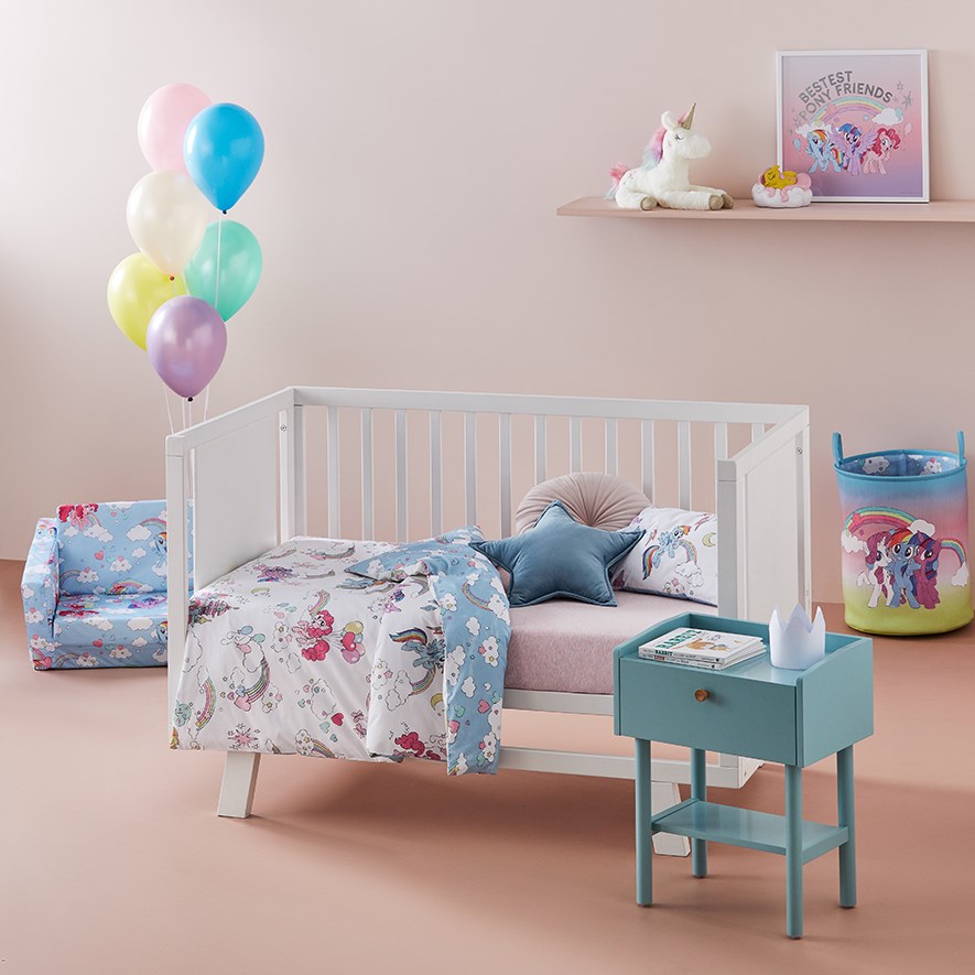 MY LITTLE PONY Rainbow Love White Cot Quilt Cover Set | Adairs