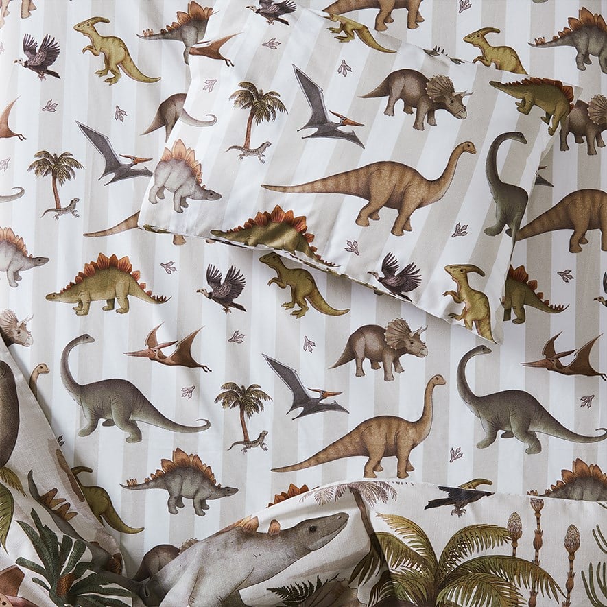 Adairs Kids - Fleur Harris Prehistorica Natural & White Stripe Cot ...