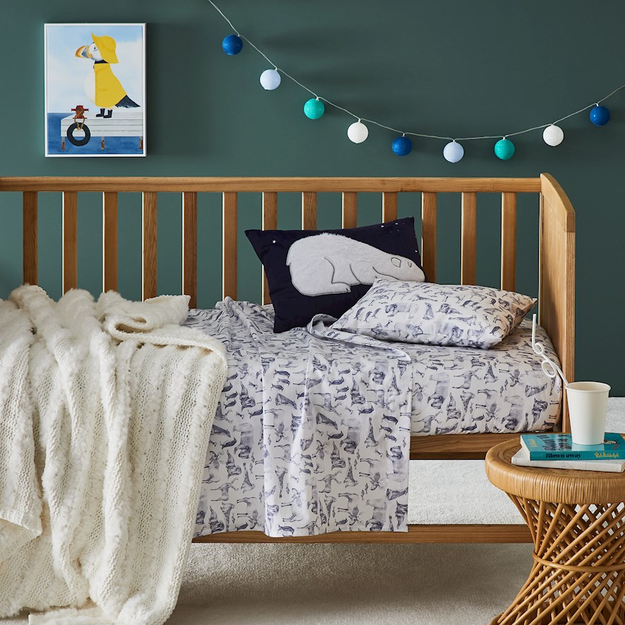 Snow Friends Ice Cot Sheet Set | Adairs