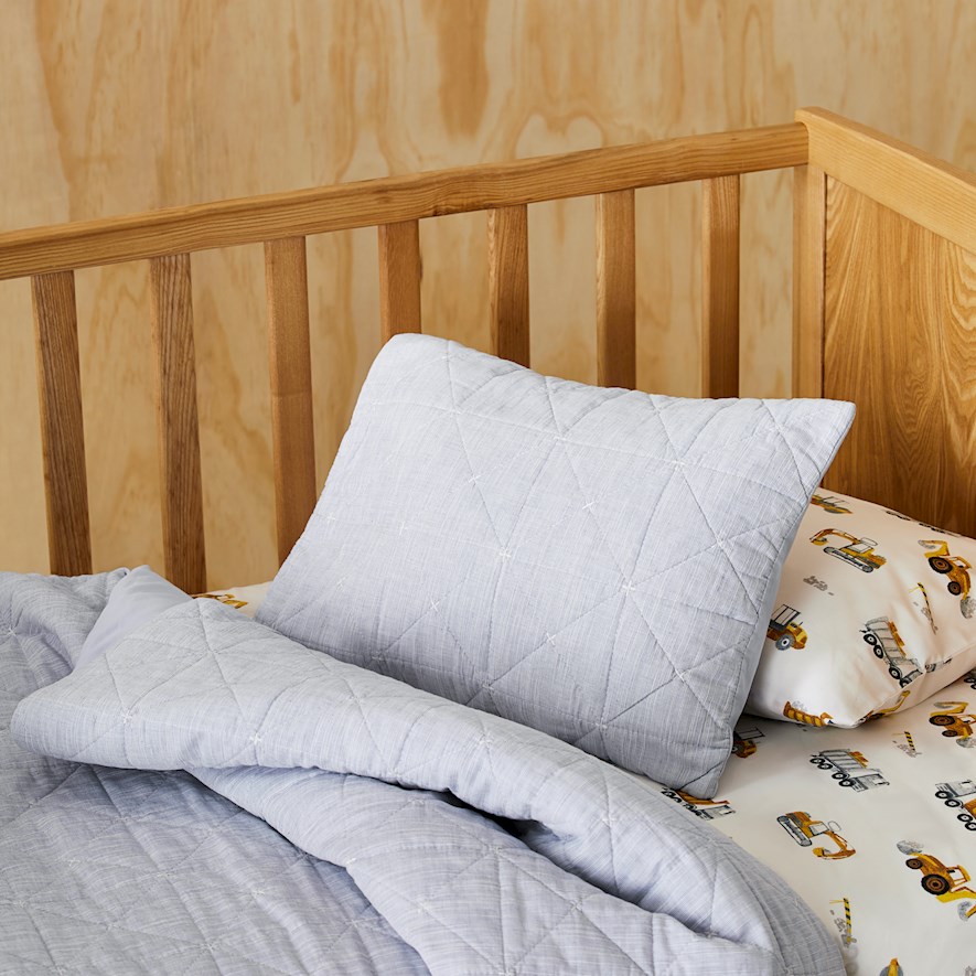 Miller Quilted Chambray Sky Cot Duvet Cover Set | Adairs