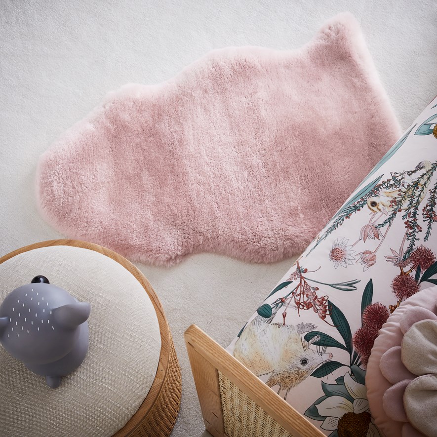 Adairs Baby - Blush Pink Sheep Skin | Adairs