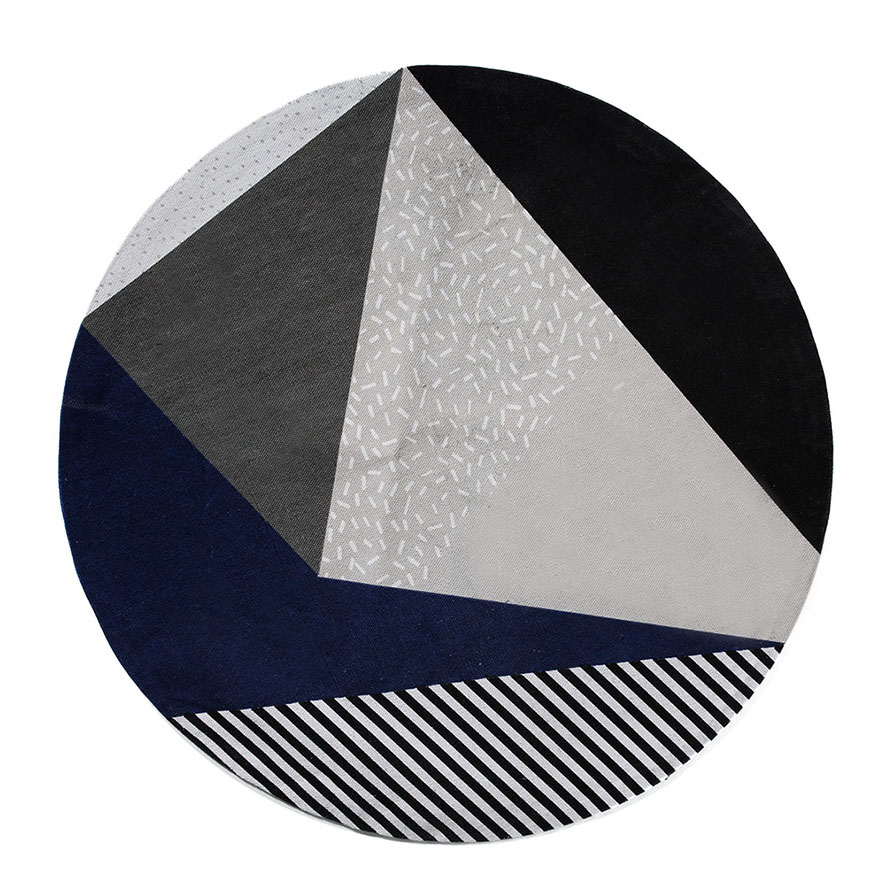 Printed Floor Rugs 120cm round Navy Splice | Adairs