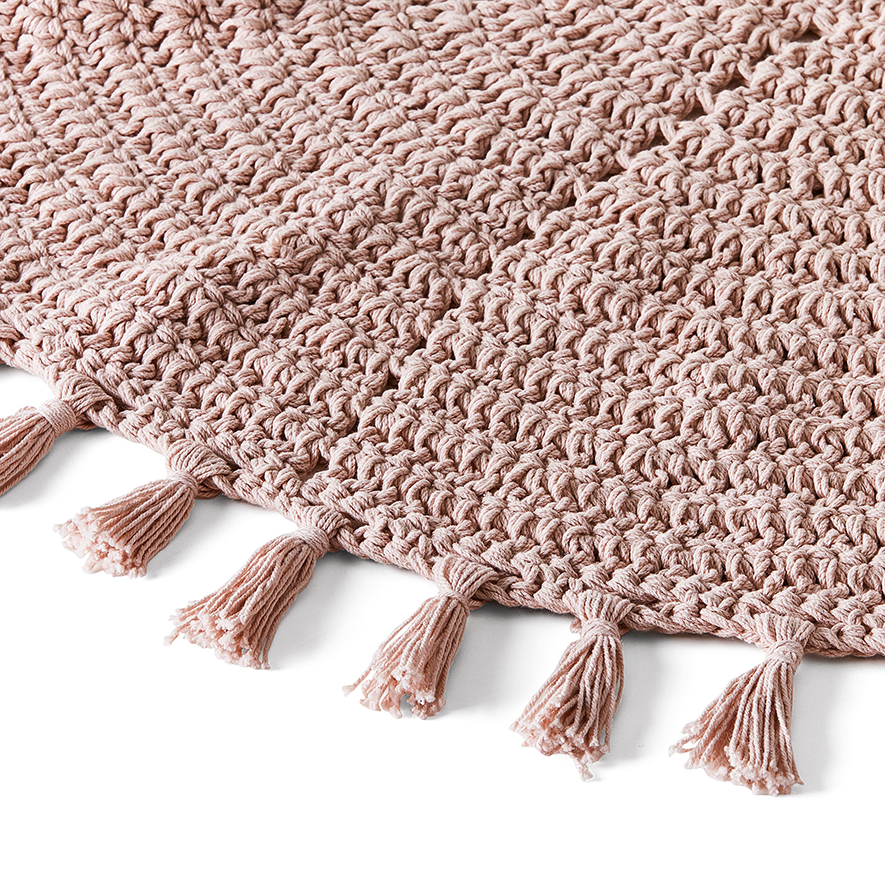 Tassel Macrame Pink Rug | Adairs