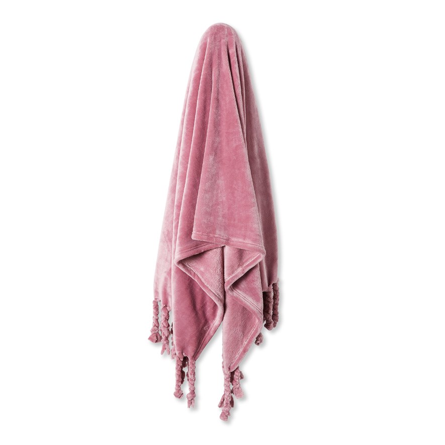 Bailey Raspberry Tassel Throw | Adairs