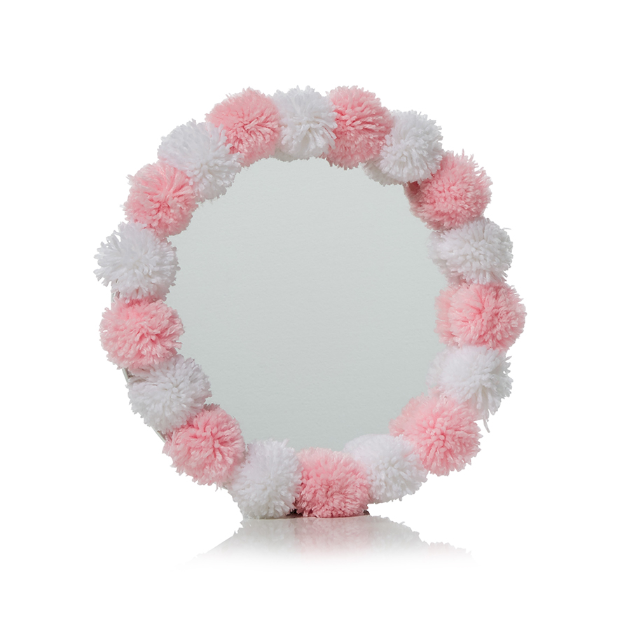 Pom Pom Mirror in Pink & White | Adairs