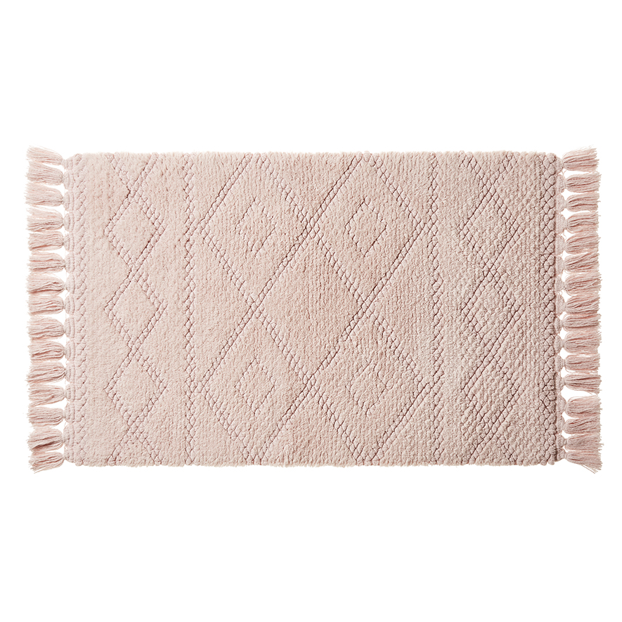 Zanzibar Bath Mat Pink & White | Adairs