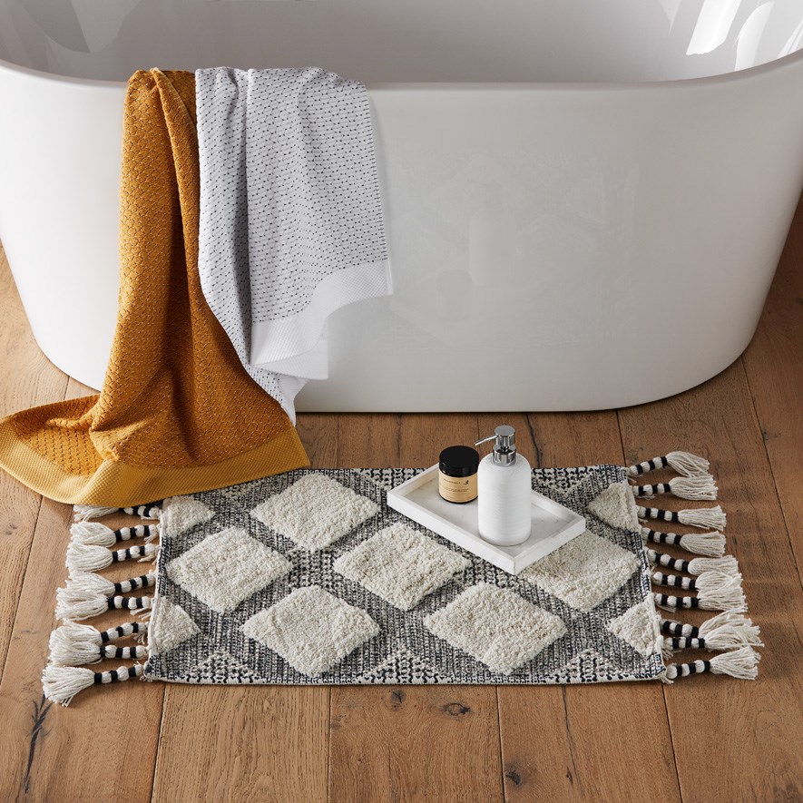Marlin Tufted Navy & Ivory Bath Mat | Adairs